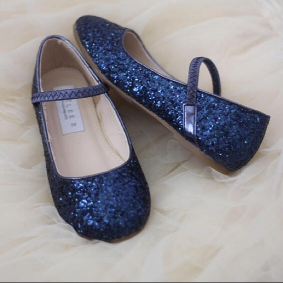 Shoes | Sparkly Navy Blue Flats | Poshmark